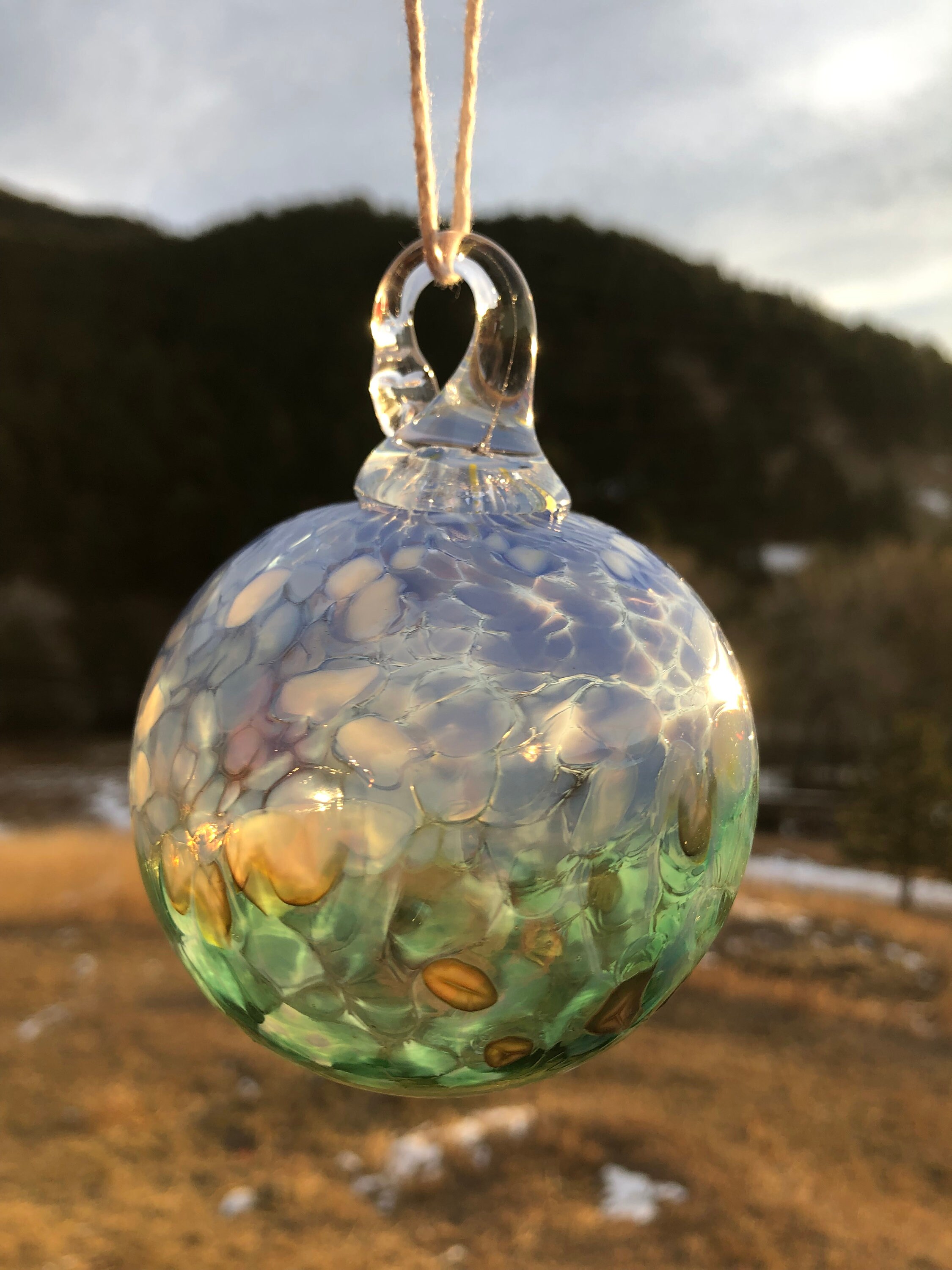 Hand Blown Glass ‘prairie Sky’ Ornament - Etsy