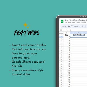 Smart Word Count Tracker for Writers on Google Sheets | Excel File ...
