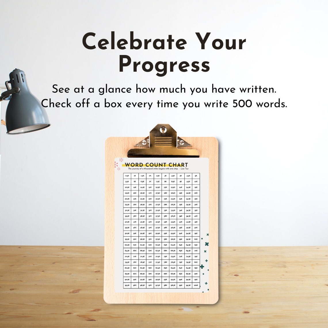 Word Count Progress Chart for Writers | Author Planner Digital ...