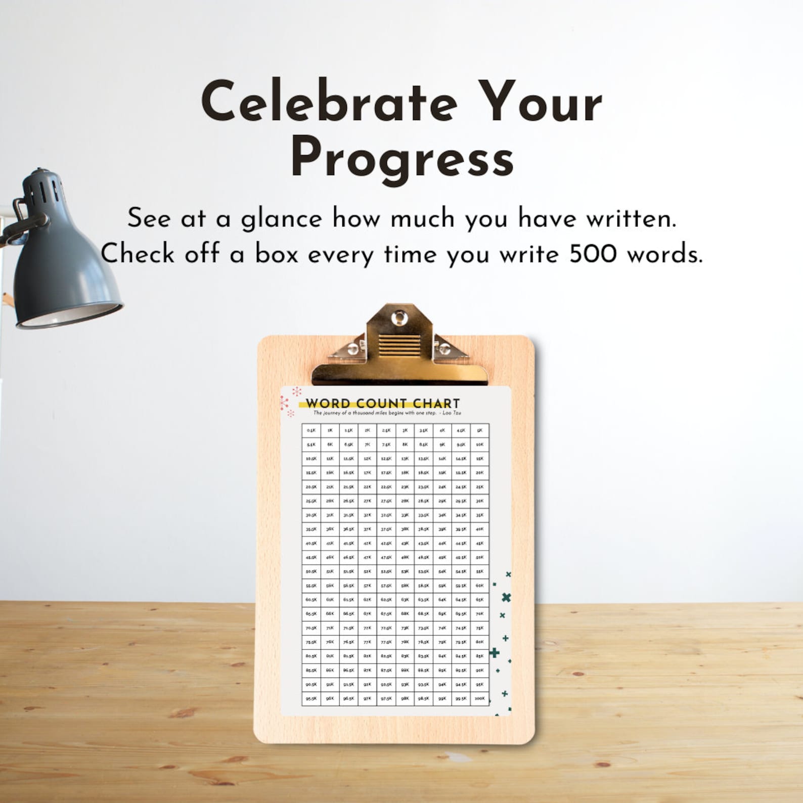 Word Count Progress Chart for Writers | Author Planner Digital ...