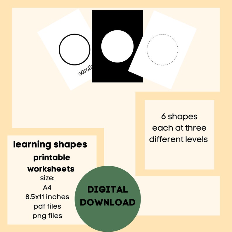 Easy to Difficult Printable Shape Coloring Pages and Stickers - Etsy