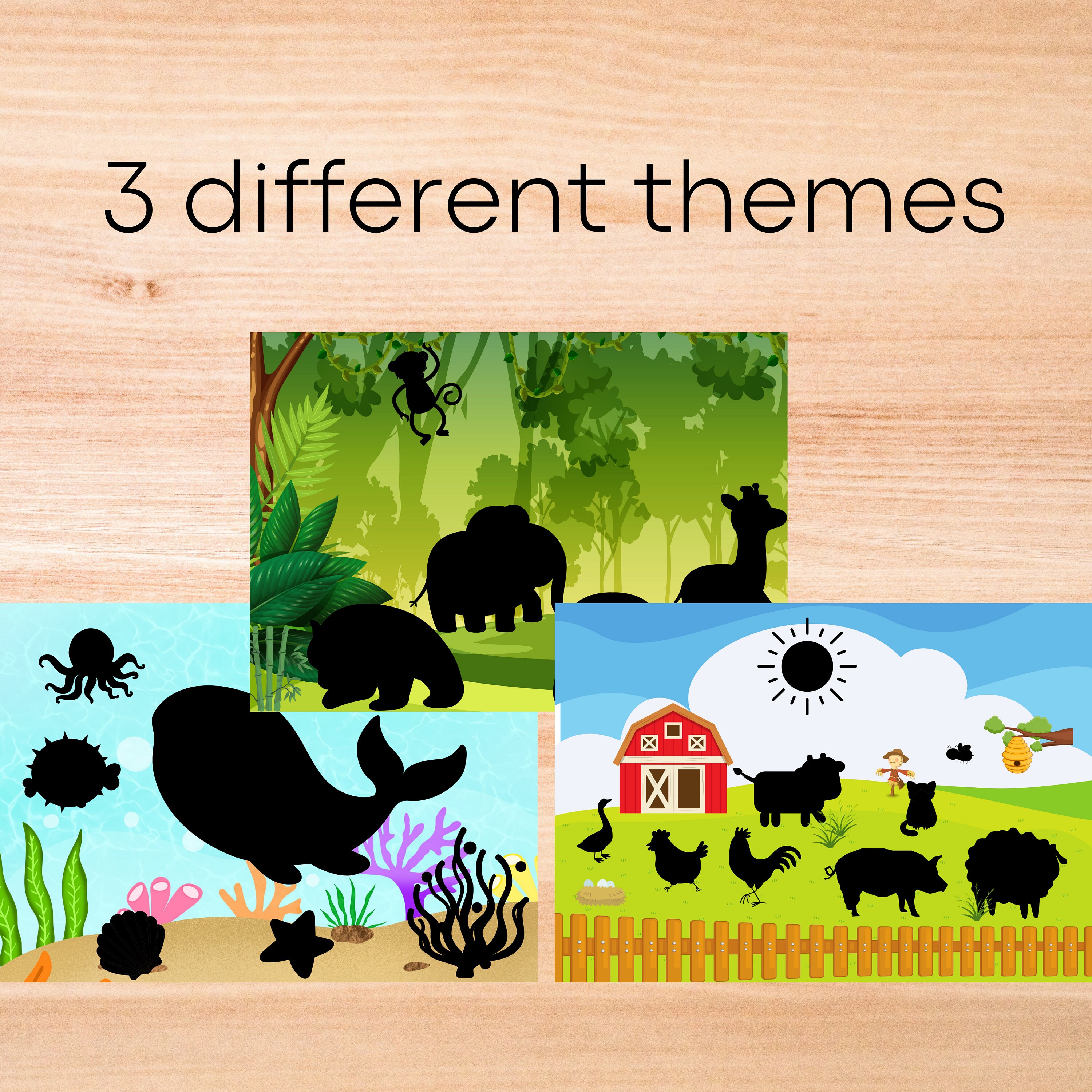 Shadow Matching Cut and Paste Worksheets. Sea Animals, Farm Animals and ...