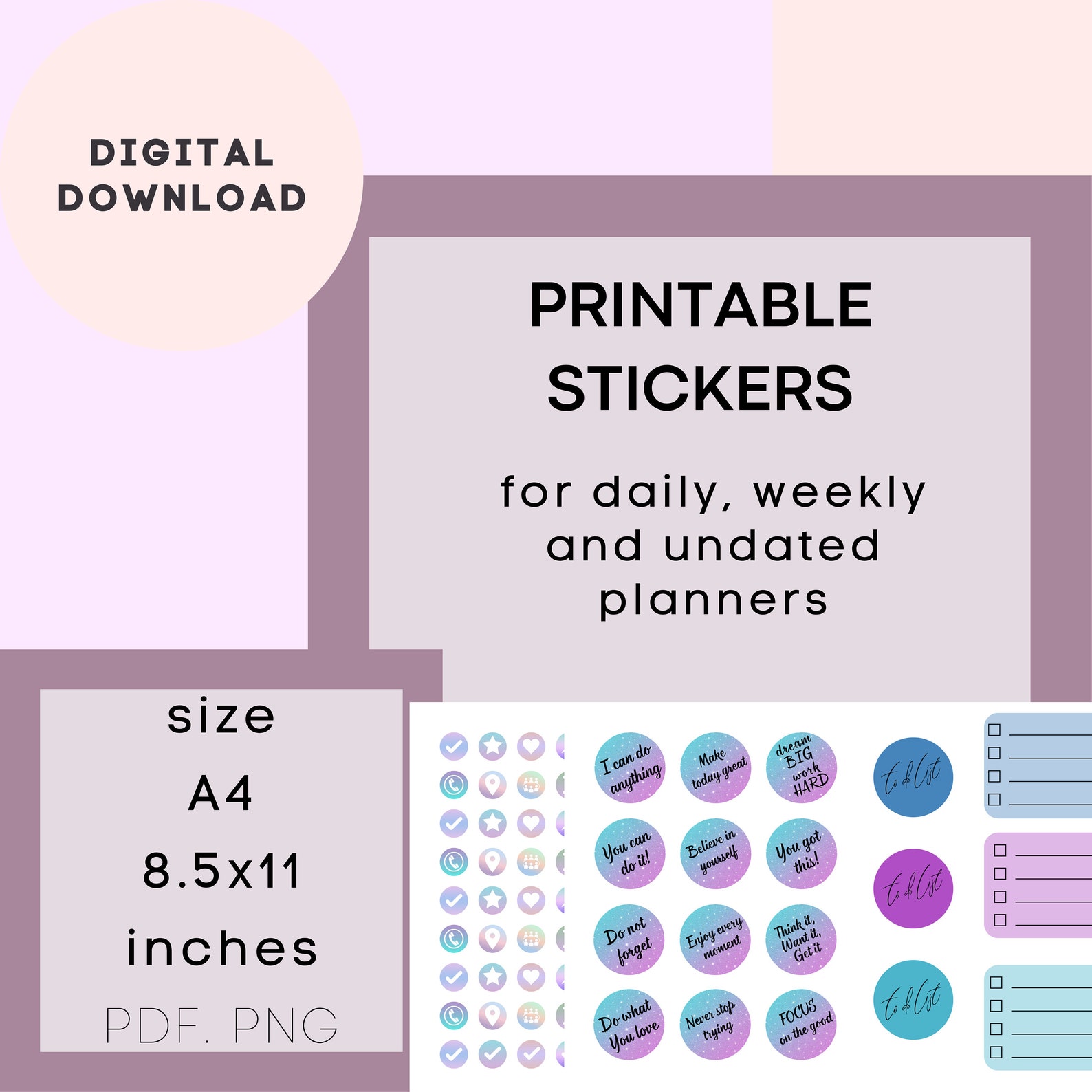 Printable Stickers for Daily, Weekly and Undated Planners - Notebooks ...