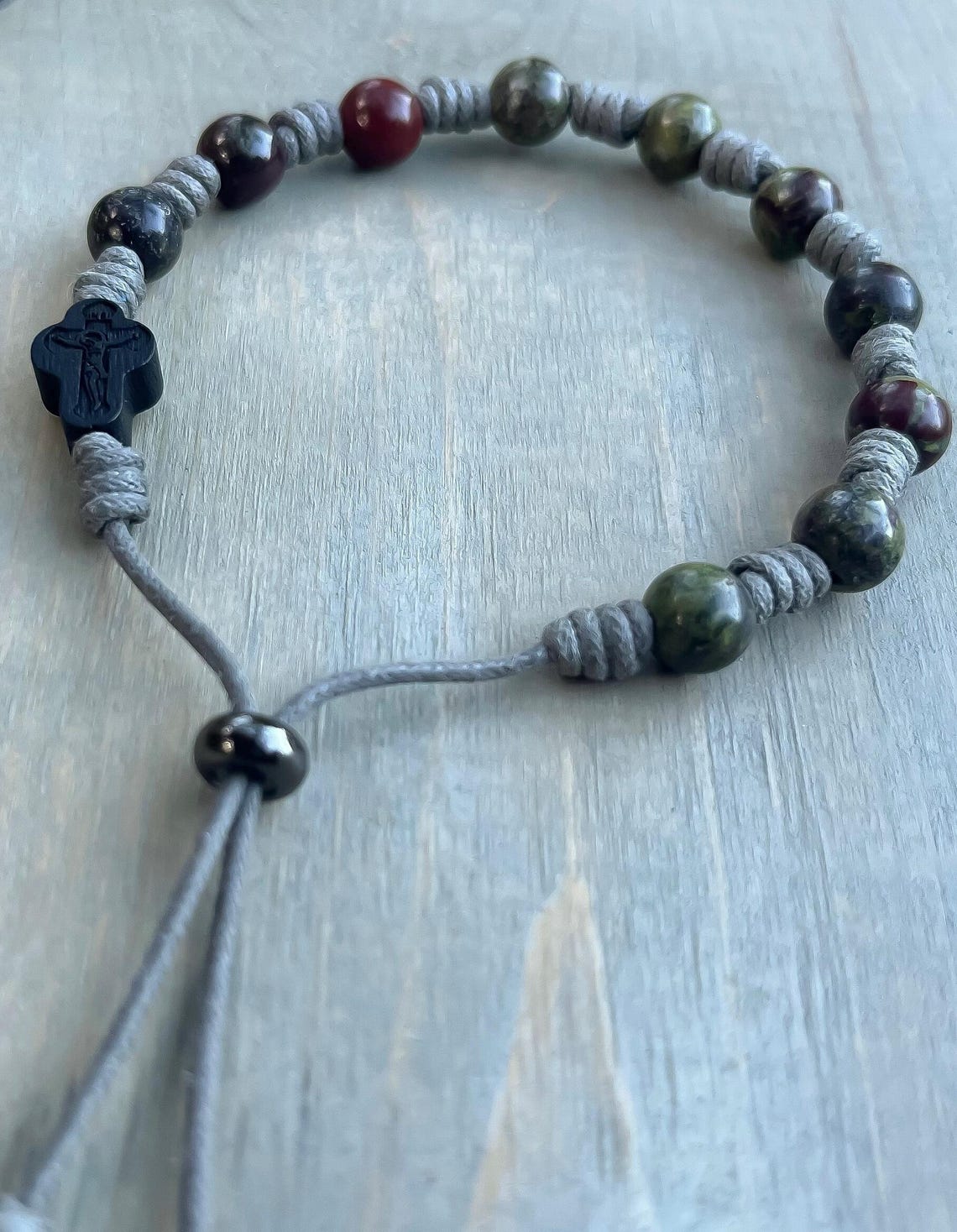 Men's Decade Rosary Bracelet Adjustable Size Small to Large St ...