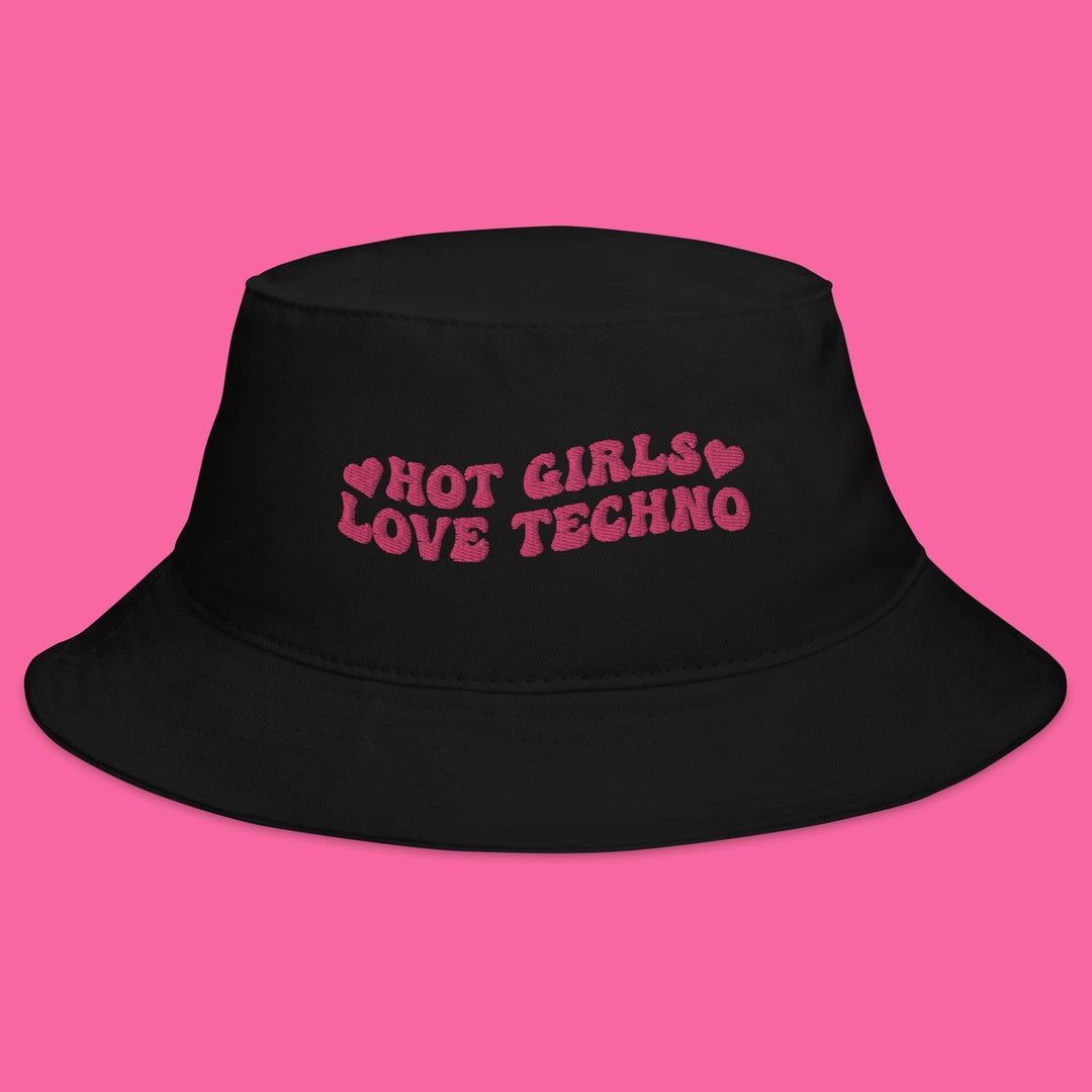 Hot Girls Love Techno Bucket Hat | Techno Music Gift, EDM Music Festival Hat, Techno Festival ...