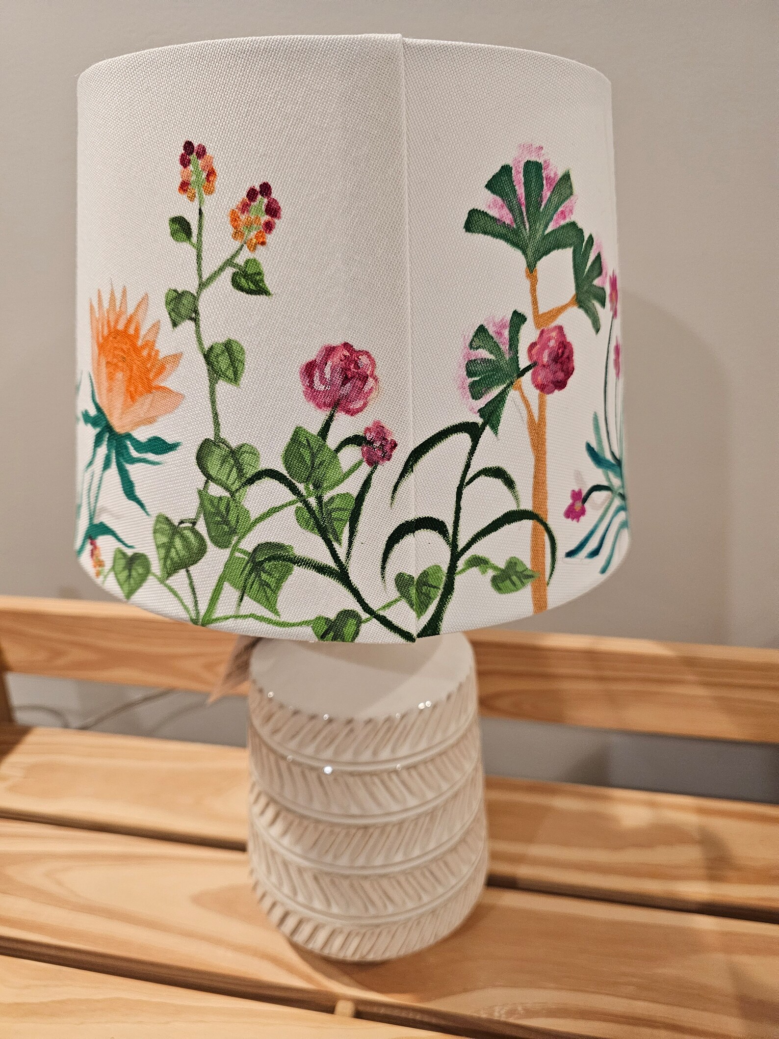 Hand Painted Lampshade - Light and Dark, Floral Motif Lampshade ...