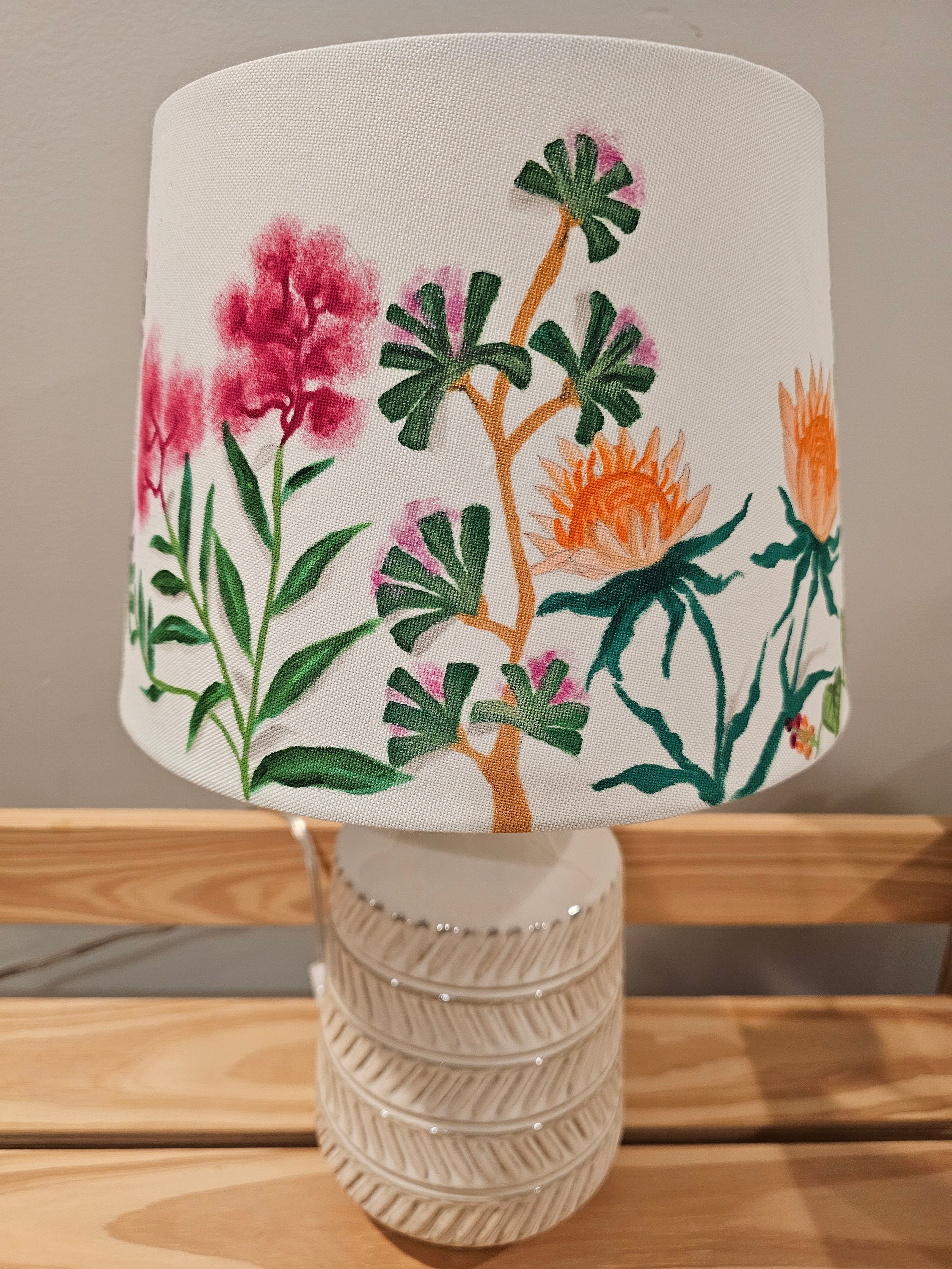 Hand Painted Lampshade - Light and Dark, Floral Motif Lampshade ...