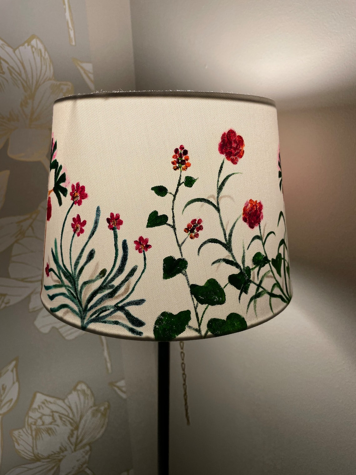 Hand Painted Lampshade Light and Dark, Floral Motif Lampshade, Bespoke ...