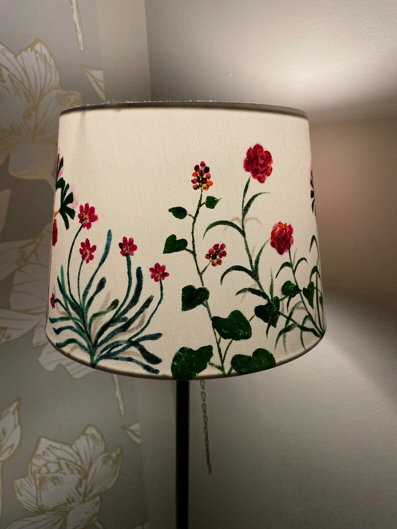 Hand Painted Lampshade - Light and Dark, Floral Motif Lampshade ...