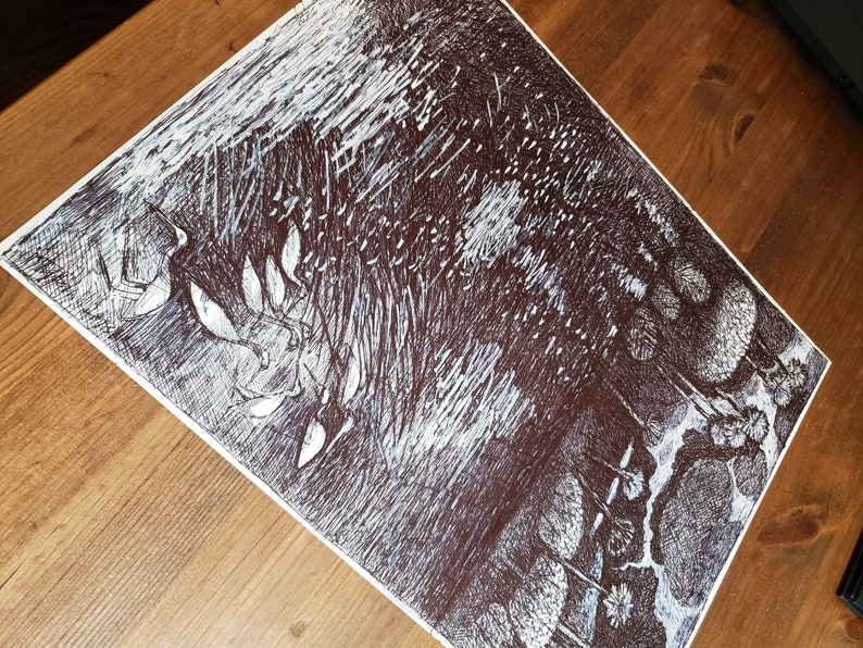 Original Handmade Painting, Pen and Ink on Paper, Contemporary Fine Art ...