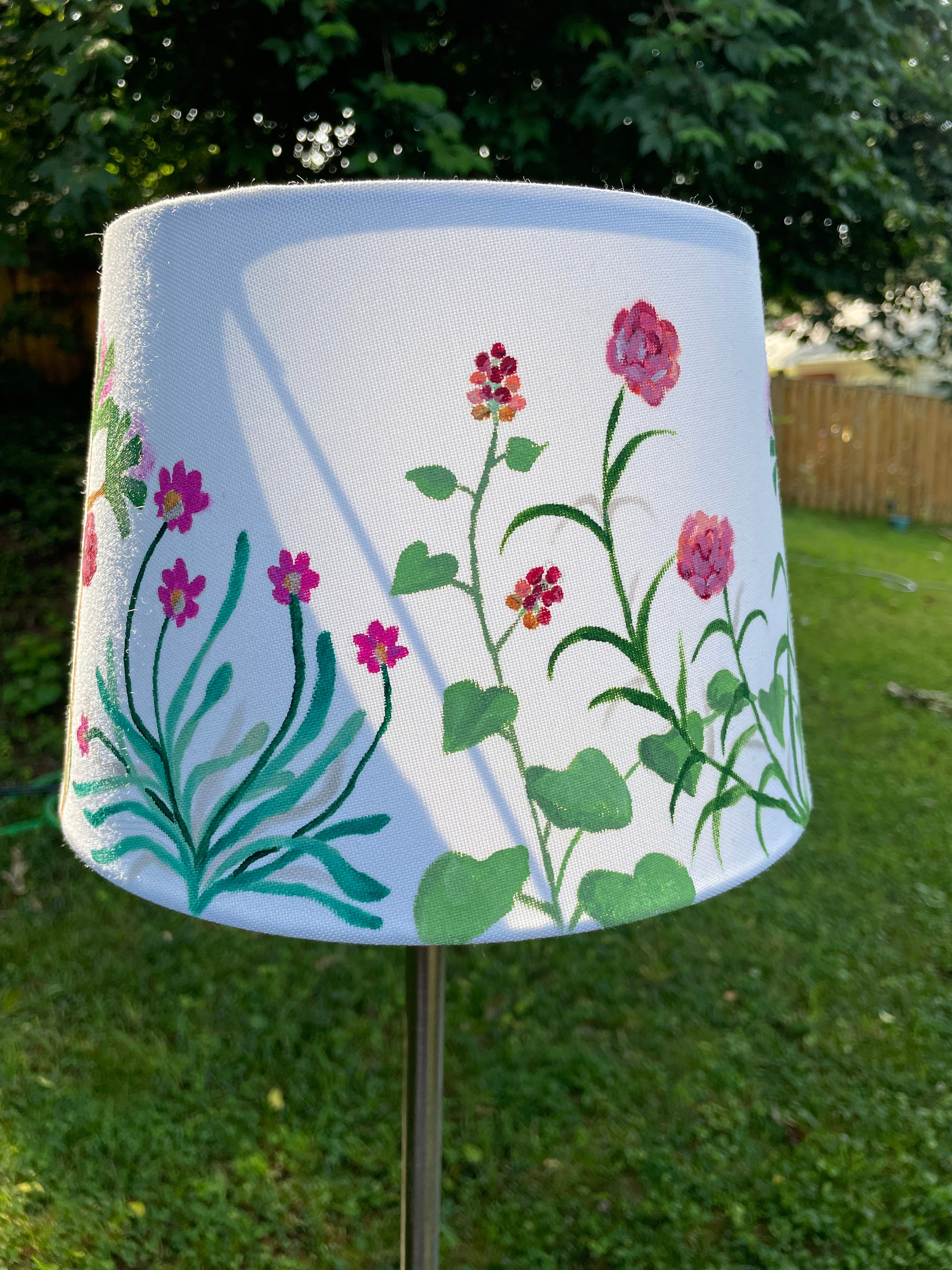 Hand Painted Lampshade - Light and Dark, Floral Motif Lampshade ...