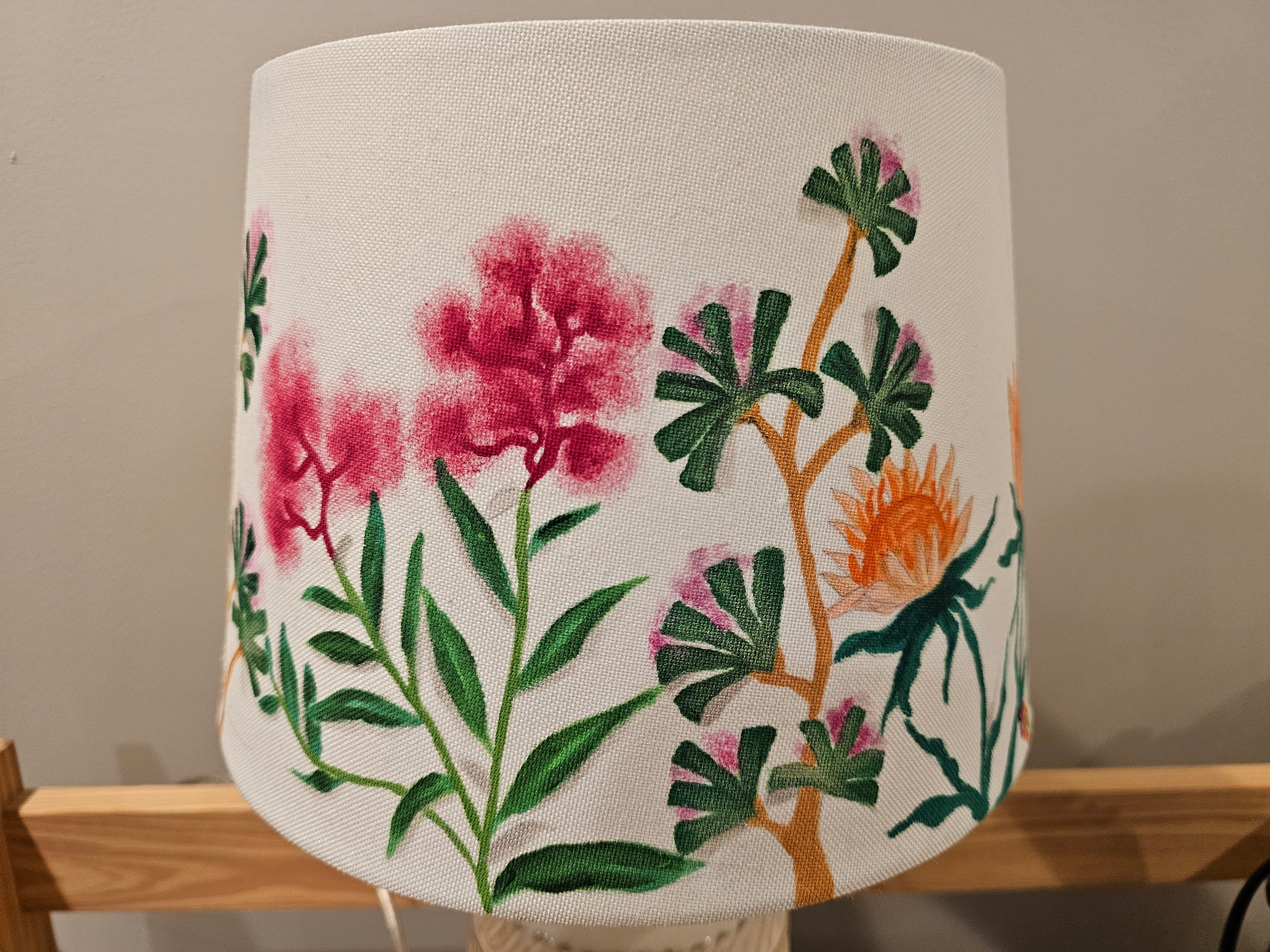 Hand Painted Lampshade - Light and Dark, Floral Motif Lampshade ...