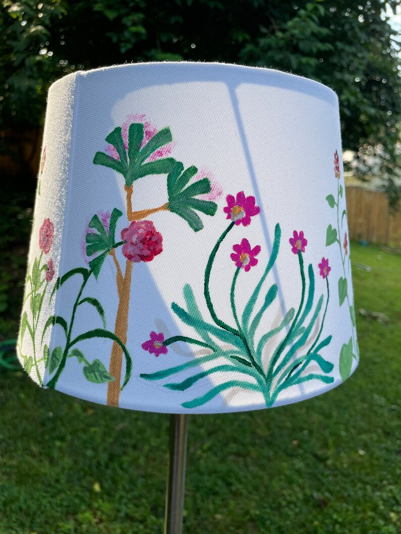 Hand Painted Lampshade - Light and Dark, Floral Motif Lampshade ...