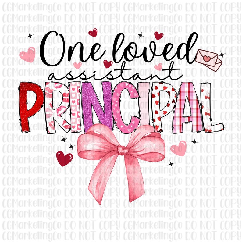 One Loved Assistant Principal | Valentine Bow | Valentine's Day | PNG ...