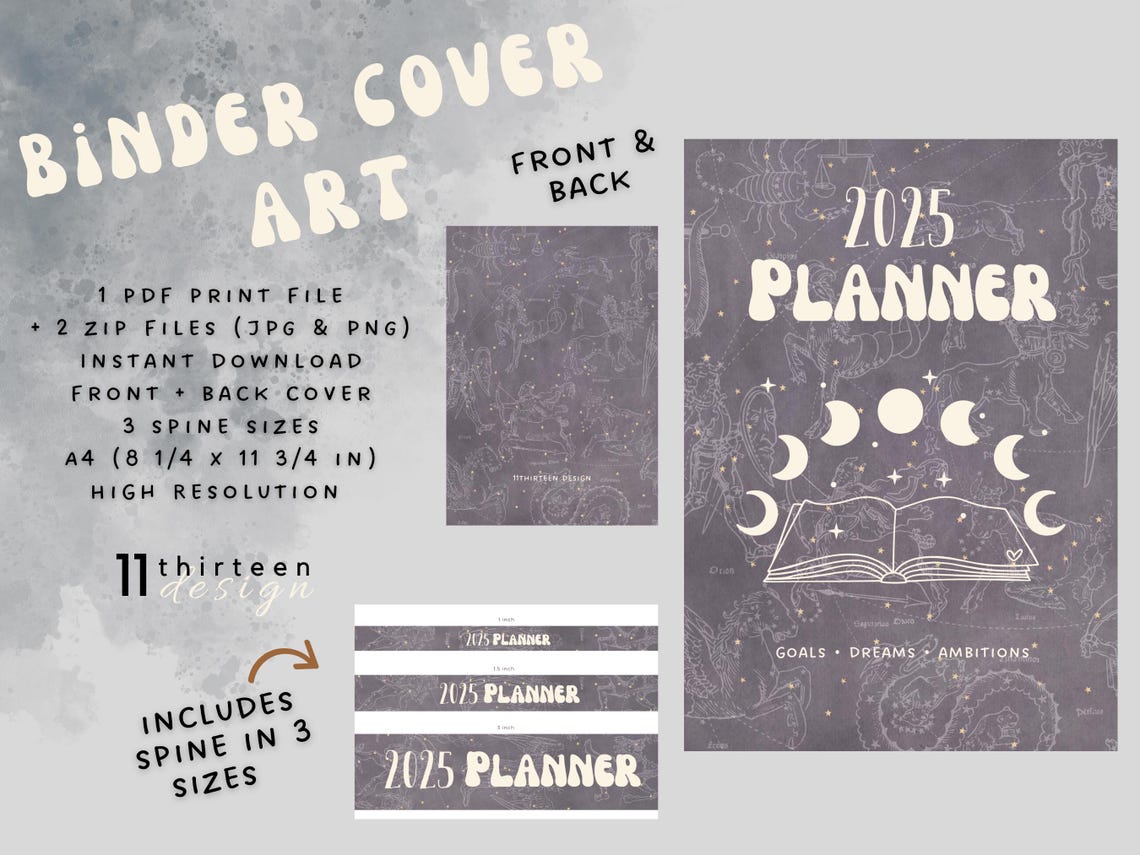 Printable Binder Cover Art | Organization Binder | Yearly Planner ...
