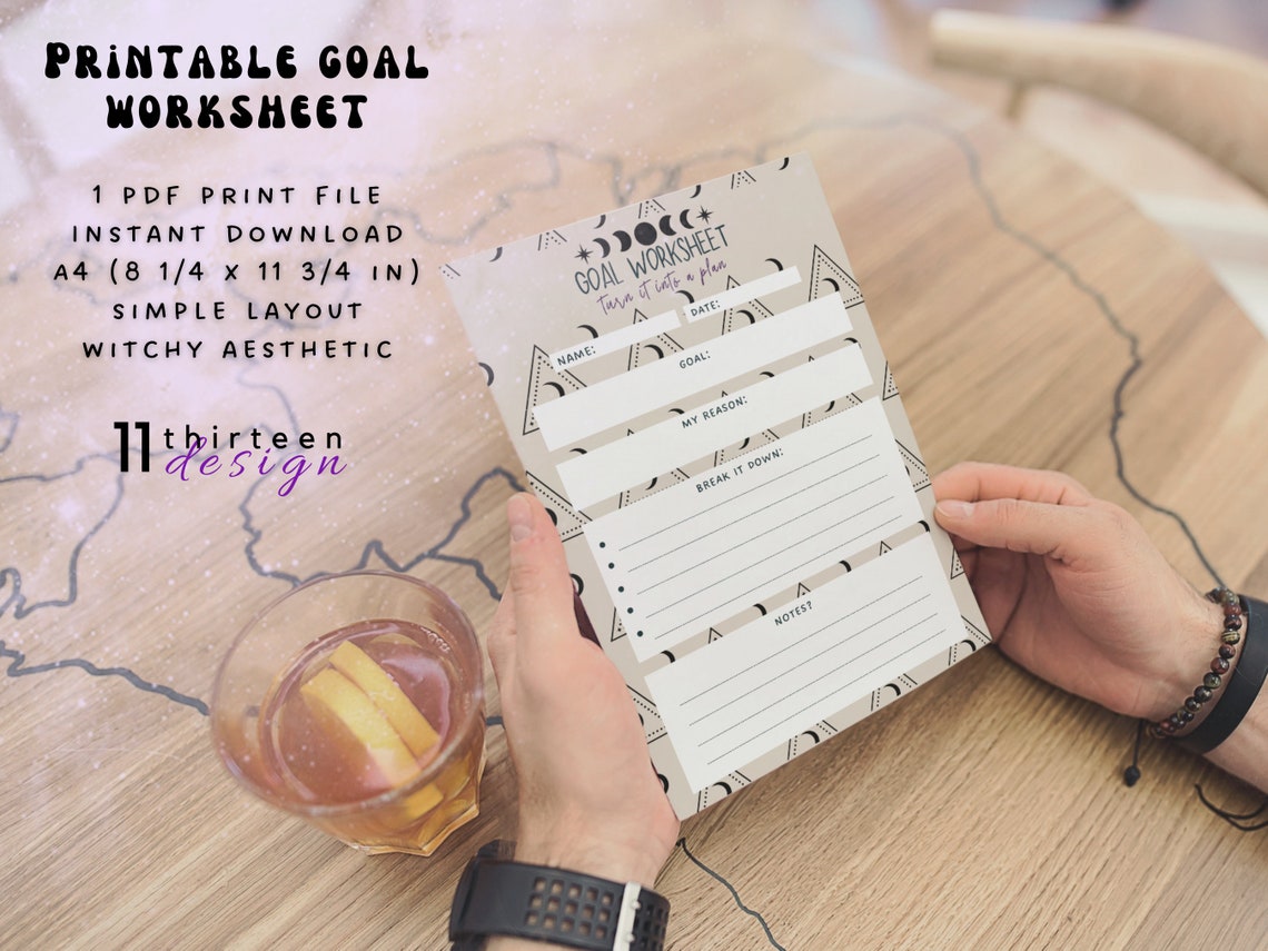 Printable Goal Worksheet | PDF Print File | Digital Download | Witchy ...
