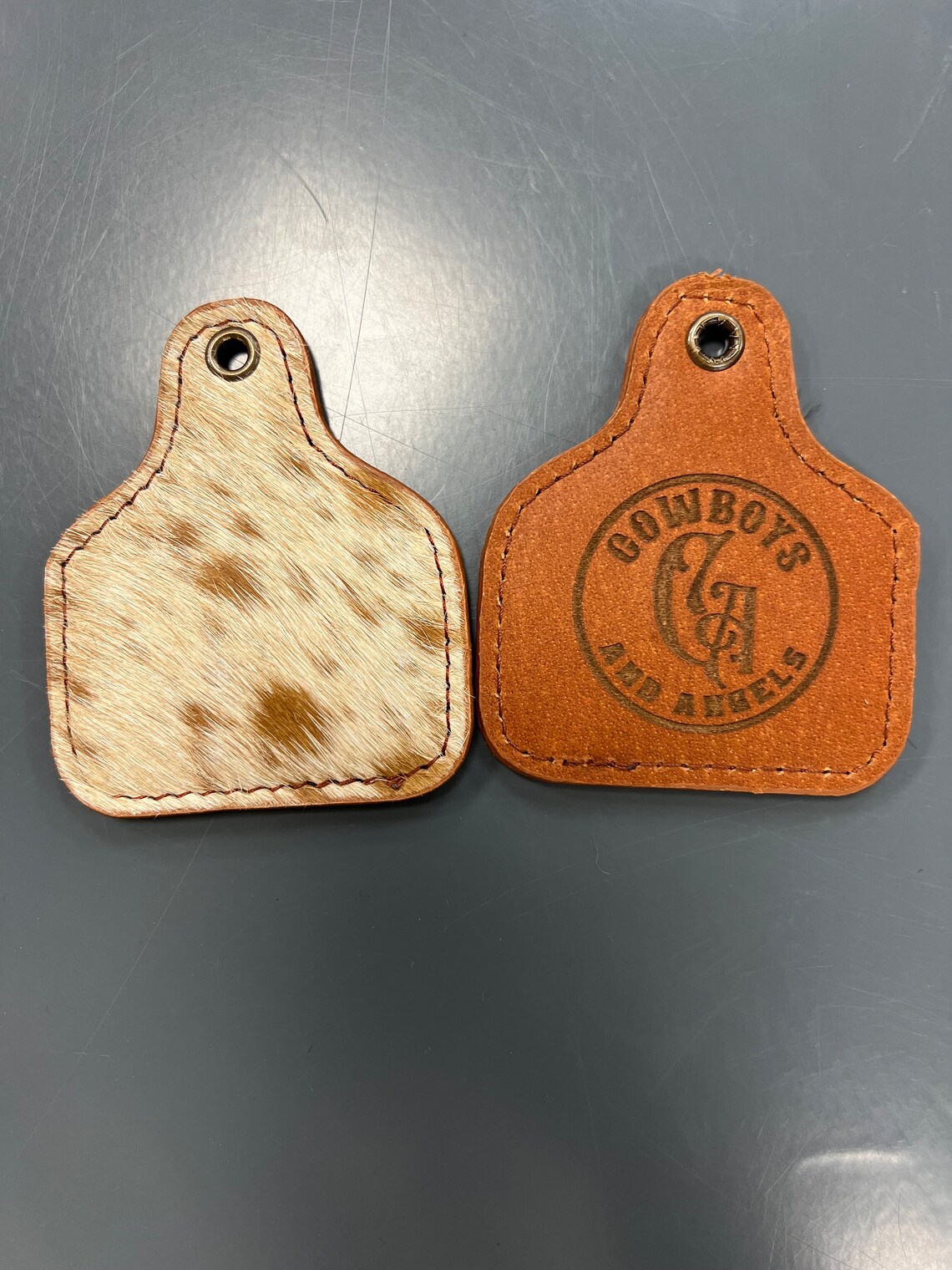 Hair on Hide Ear Tag Key Chain, Cowhide Keychain, Keychain, Western ...