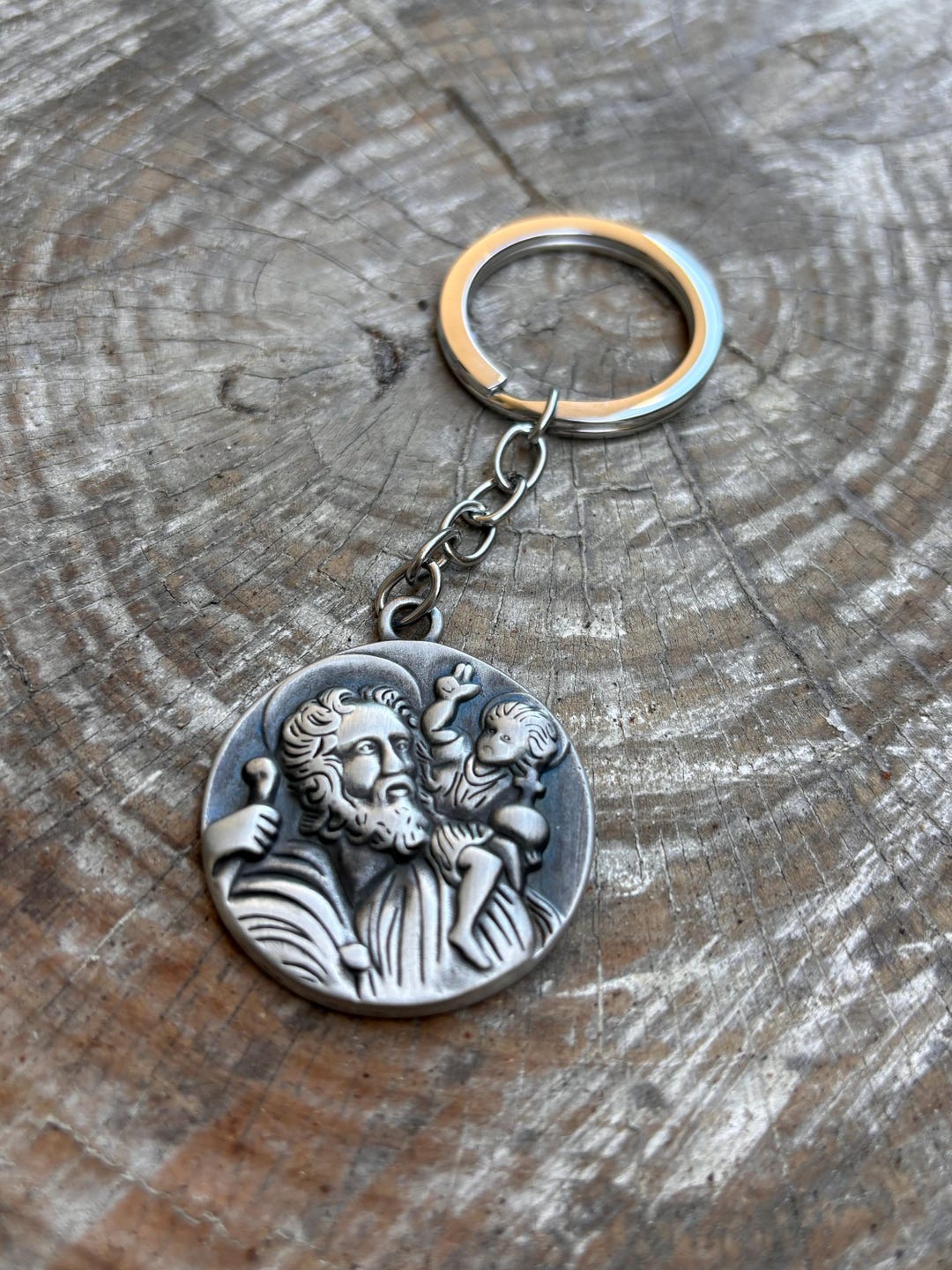 Saint Christopher Steel Key Ring to Engrave - Saint Christopher Key ...