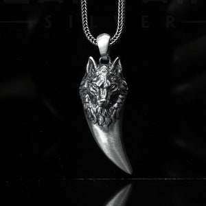 Silver Wolf Tooth Necklace, Viking Necklace, Nordic Wolf Tooth Pendant ...