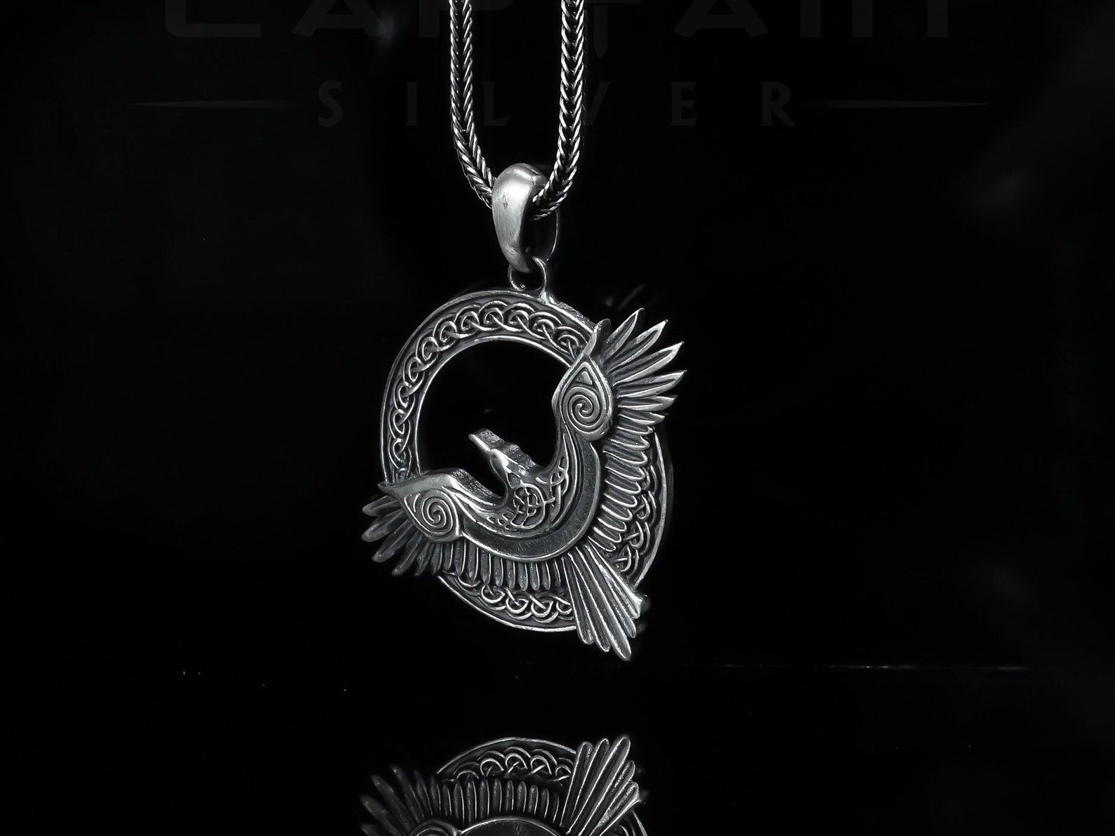 Silver Tiny Trinity Celtic Raven Viking Pagan Necklace, Viking Eternity ...