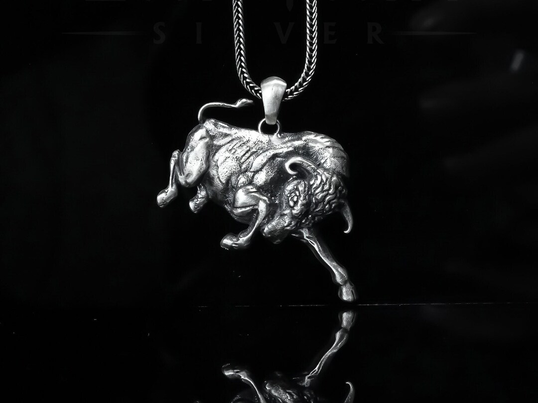 Silver Taurus Pendant, Spanish Bullfighter Bull Fashion Trend Necklace ...