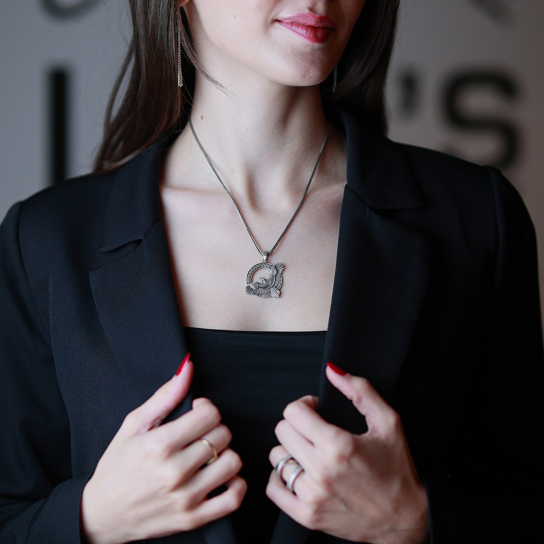 Silver Tiny Trinity Celtic Raven Viking Pagan Necklace, Viking Eternity ...