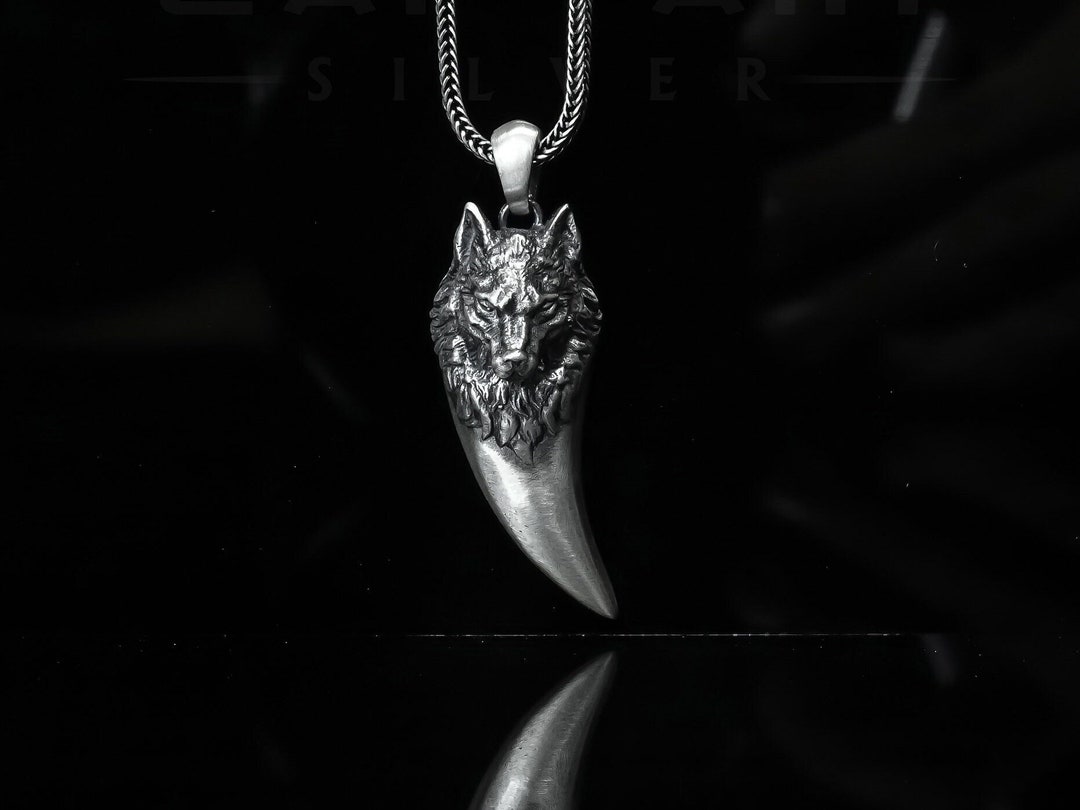 Silver Wolf Tooth Necklace, Viking Necklace, Nordic Wolf Tooth Pendant ...