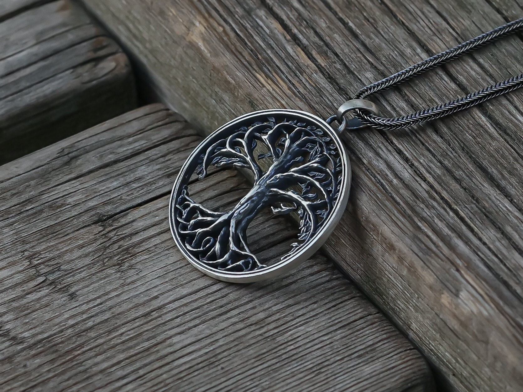 Tree of Life Silver Handmade Pendant, Yggdrasil Necklace, Viking Tree ...
