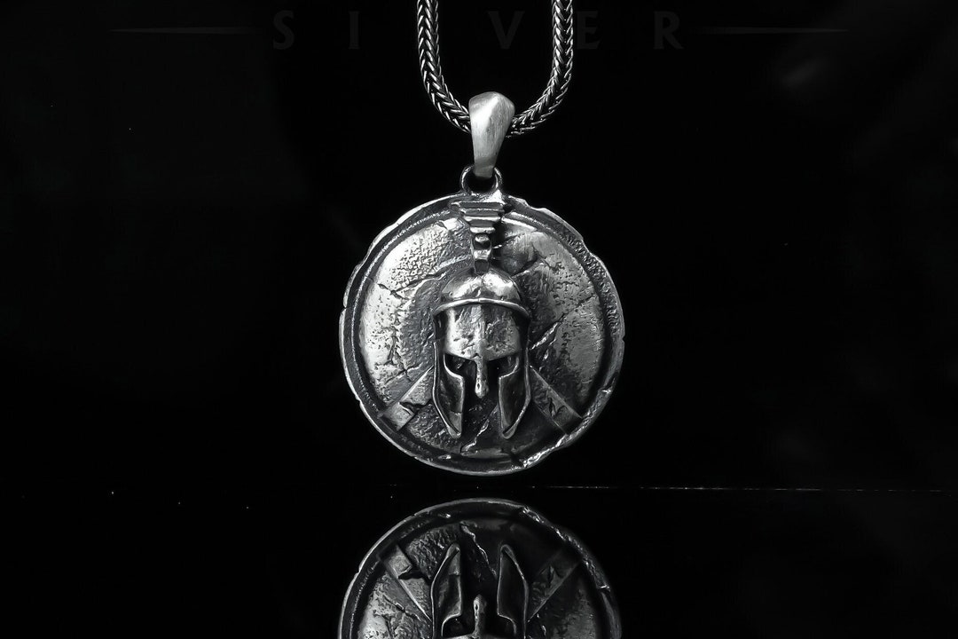 Spartan Silver Pendant, Spartan Shield Pendant, Greek Warrior Necklace ...