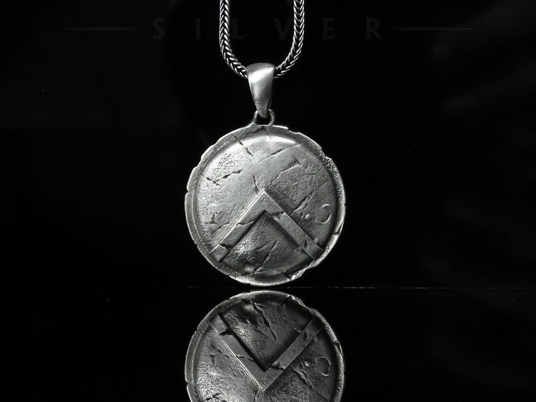 Handmade Silver Spartan Shield Necklace, Greek Warrior Shield Pendant ...