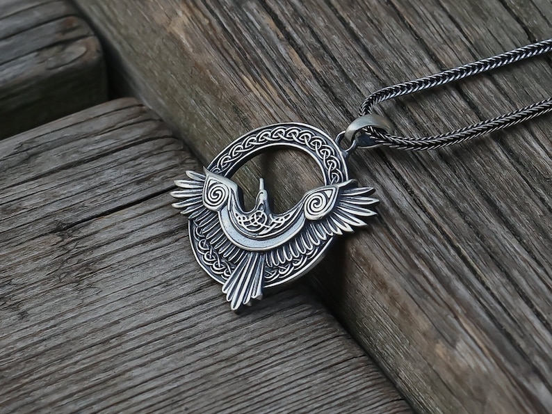 Silver Tiny Trinity Celtic Raven Viking Pagan Necklace, Viking Eternity ...