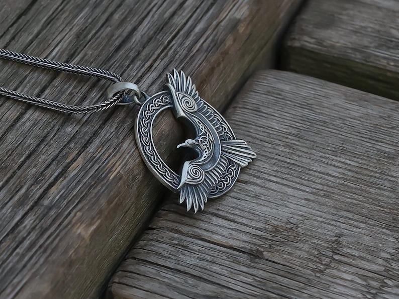 Silver Tiny Trinity Celtic Raven Viking Pagan Necklace, Viking Eternity ...