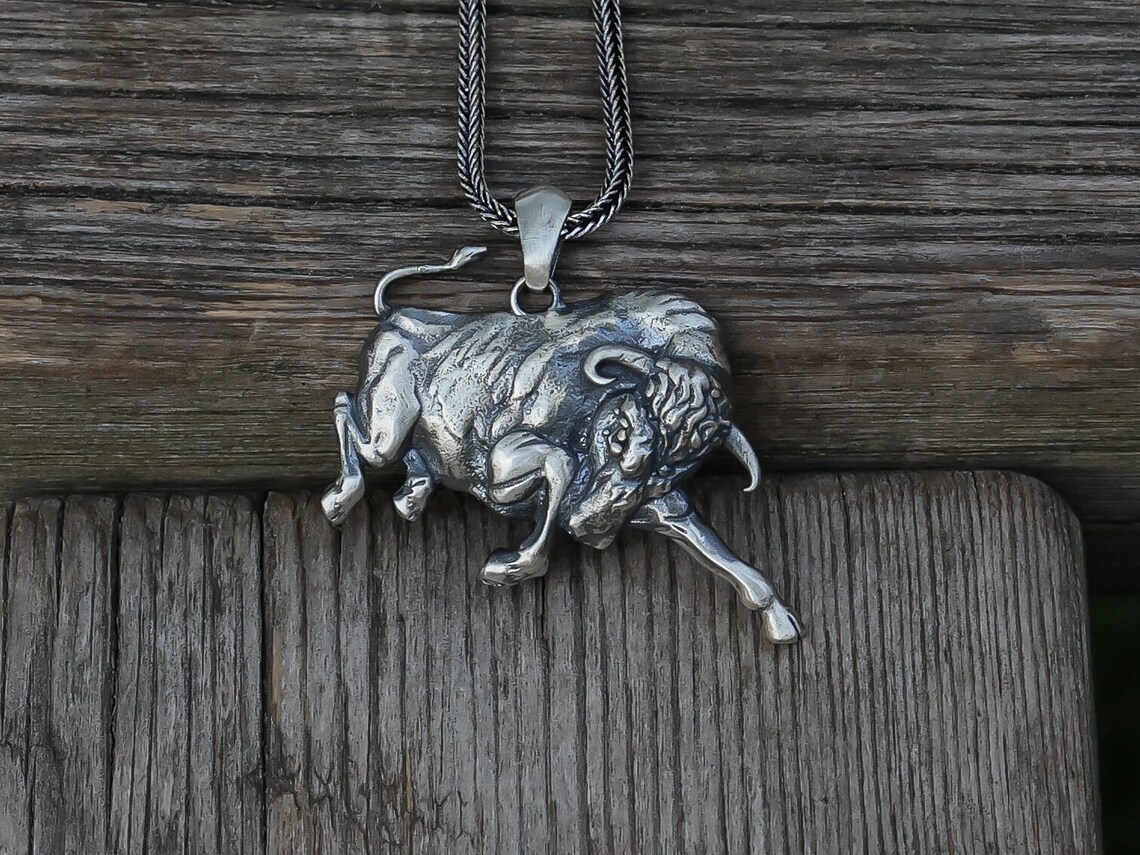Silver Taurus Pendant, Spanish Bullfighter Bull Fashion Trend Necklace ...