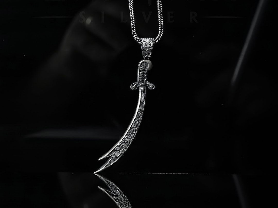 Silver Zulfiqar Sword Necklace, Arabic Written Zulfiqar Imam Ali ...