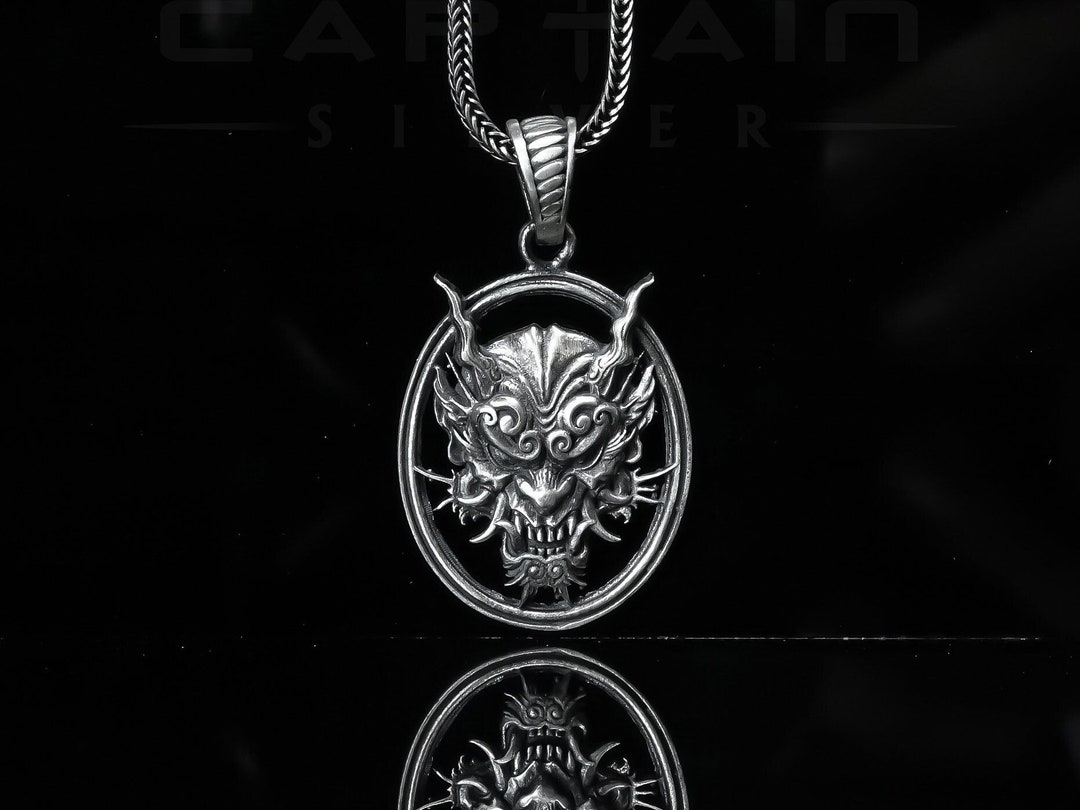 Demon Pendant, Japanese Oni Locket, Horror Figure Necklace, Devil ...