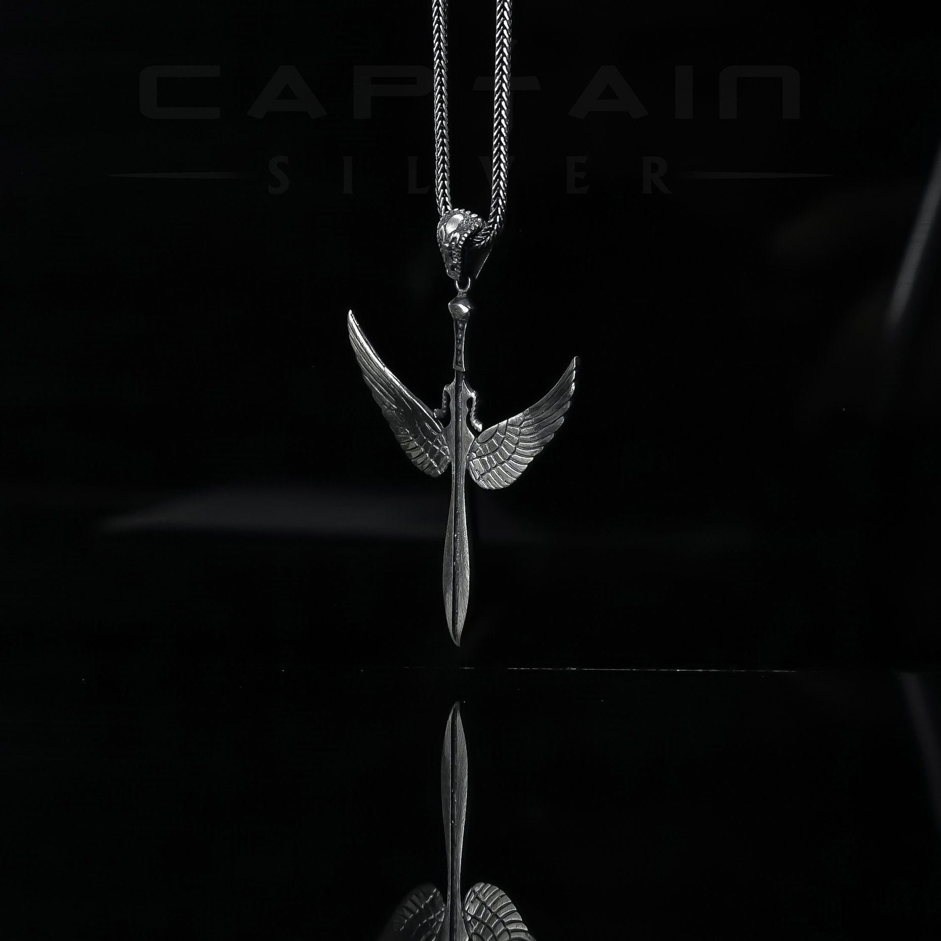 Silver Sword Necklace, Angel Wing Protection Necklace, Sword Jewelry ...