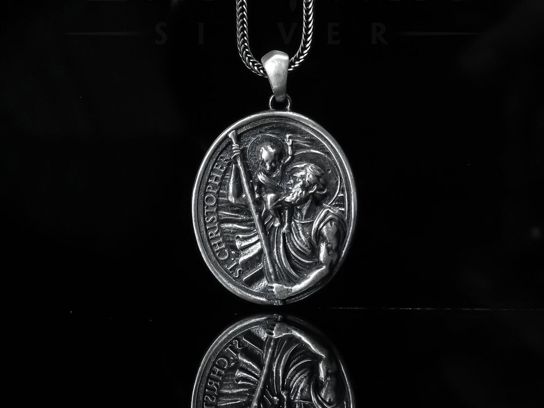 Personalized Saint Christopher Silver Necklace, Handmade St Christopher ...