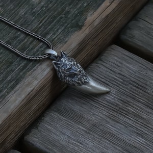 Silver Wolf Tooth Necklace, Viking Necklace, Nordic Wolf Tooth Pendant ...