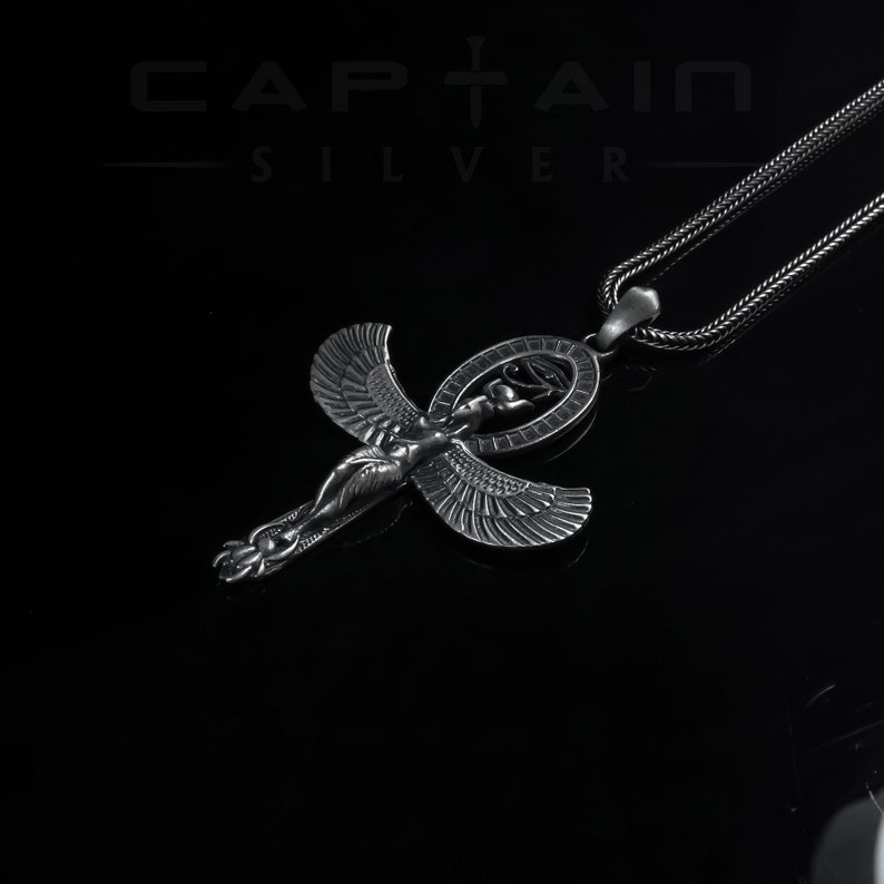 Silver Goddess Isis Necklace, Eye of Horus Pendant, Egyptian Goddess ...