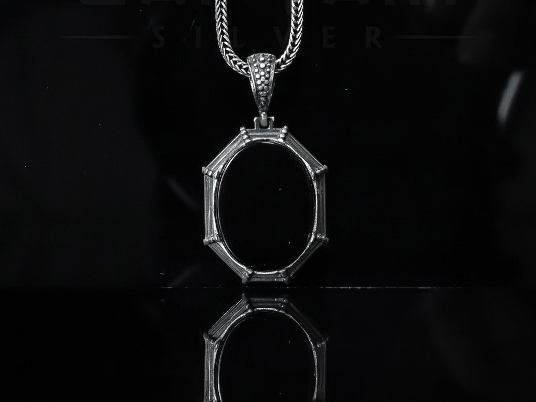 Handmade Silver Spider Web Designed Black Natural Stone Necklace ...