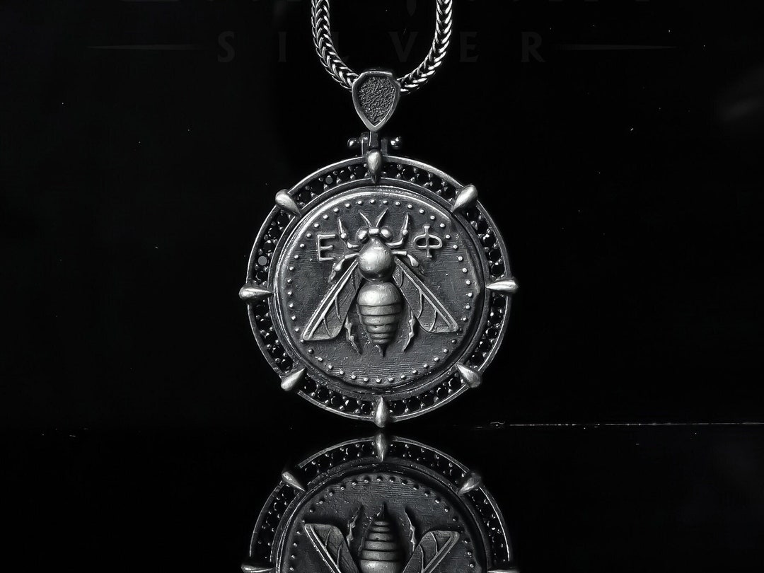 Ancient Greek Bee Necklace, 925k Sterling Silver Holy Honey Bee Pendant ...
