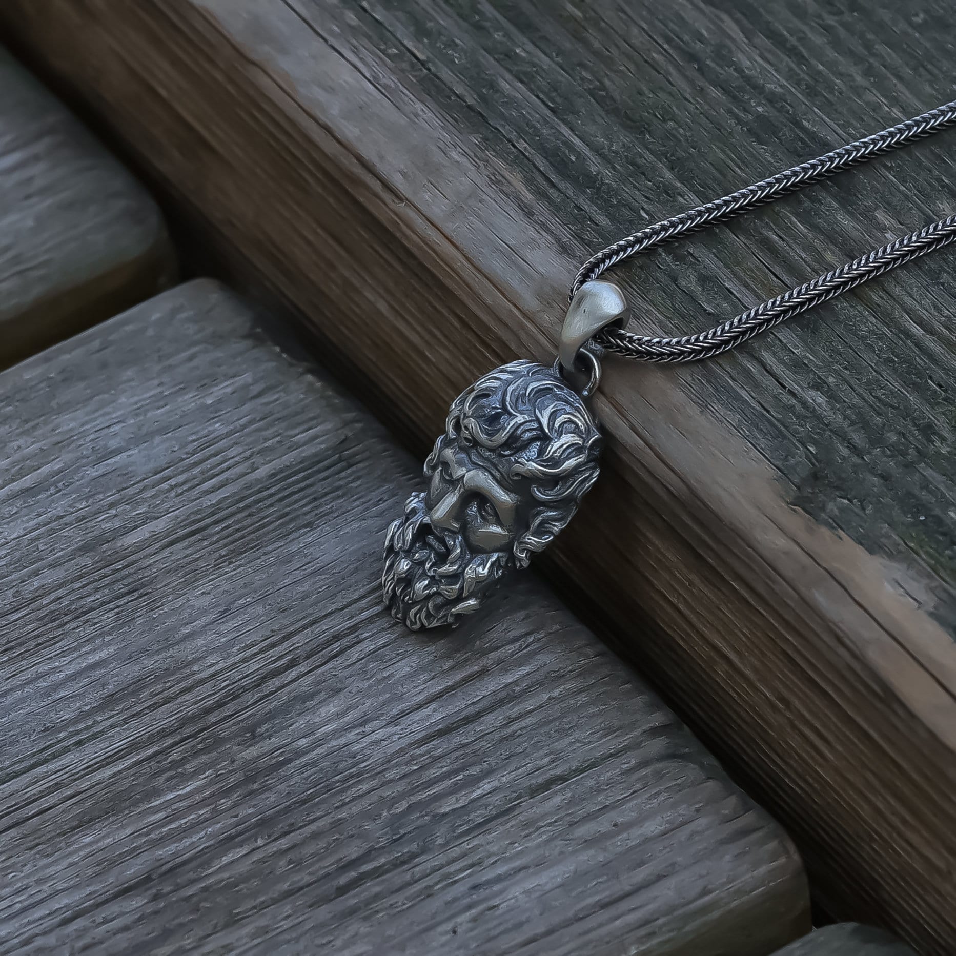 Silver Zeus Necklace, Greek God Pendant, Gorgon Mythology Necklace ...