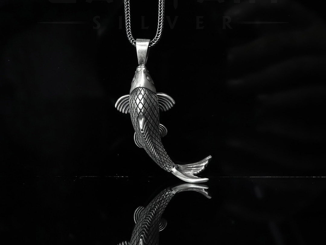 Silver Koi Fish Necklace, Japanese Koi Carp Necklace, Sea Animal ...
