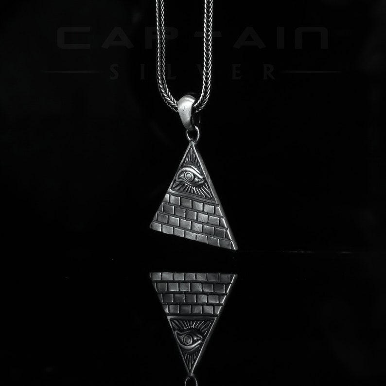 Silver Masonic & Illuminati Necklace, All Seeing Eye of Providence ...