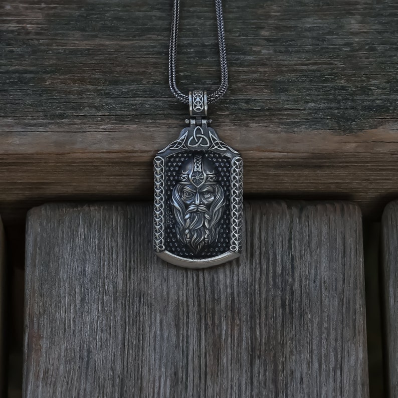 Silver Odin Necklace, Viking God Odin Viking Pendant, Nordic Necklace ...