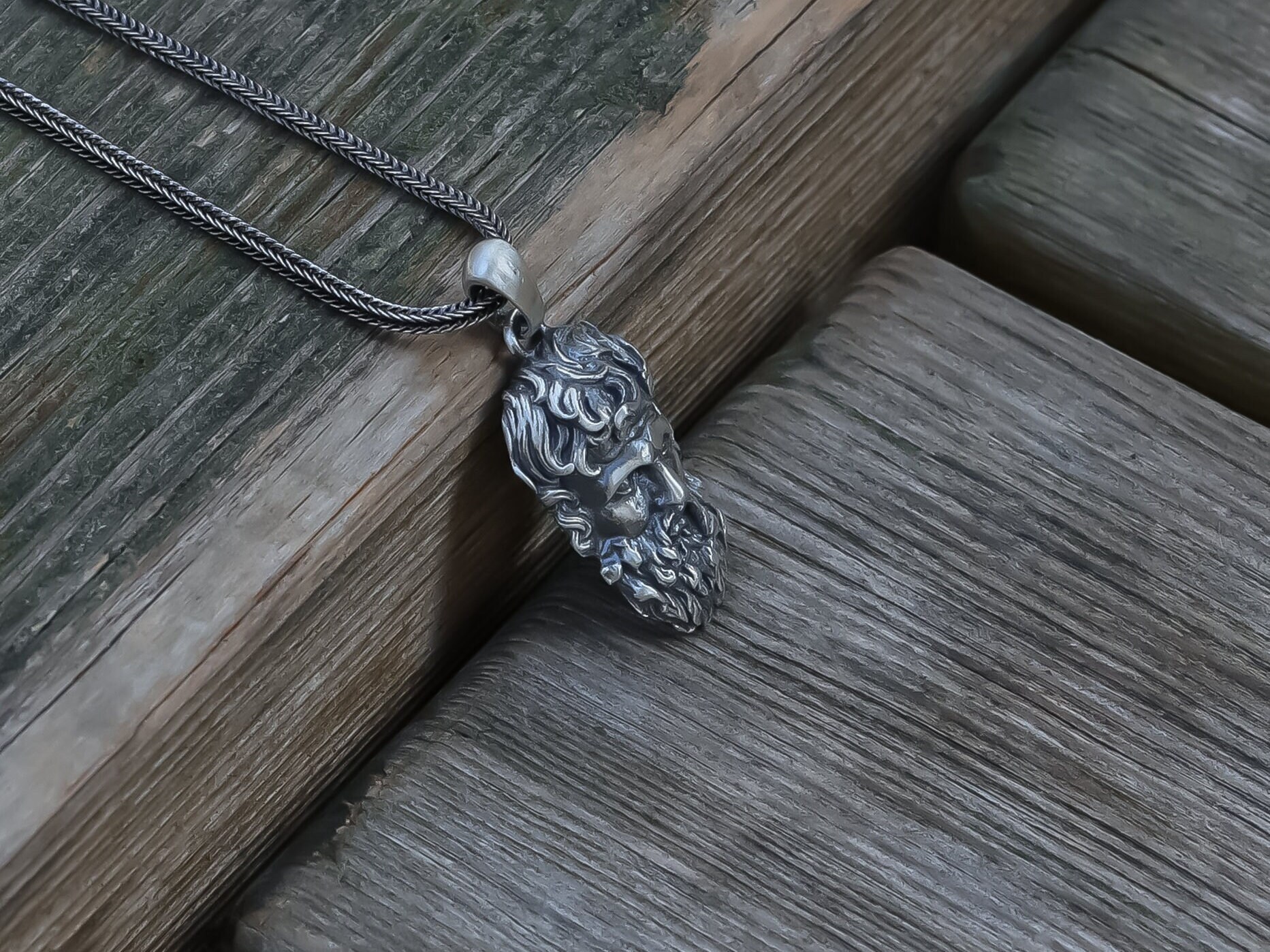 Silver Zeus Necklace, Greek God Pendant, Gorgon Mythology Necklace ...