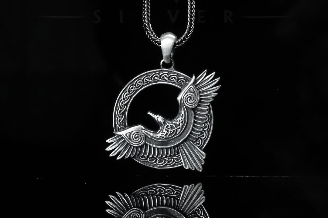 Silver Tiny Trinity Celtic Raven Viking Pagan Necklace, Viking Eternity ...
