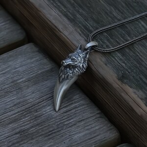 Silver Wolf Tooth Necklace, Viking Necklace, Nordic Wolf Tooth Pendant ...