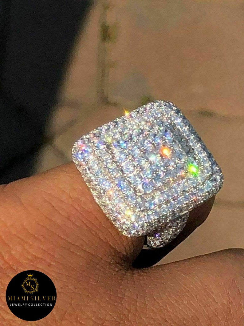 Iced Custom Men's Hip Hop Rapper Big Diamond Pinky Ring in - Etsy