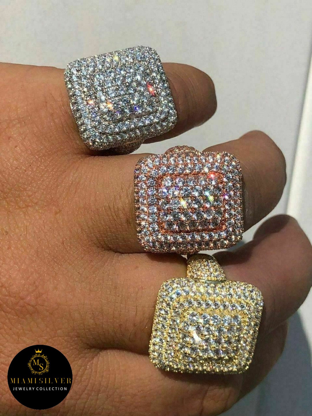 Iced Custom Men's Hip Hop Rapper Big Diamond Pinky Ring in - Etsy